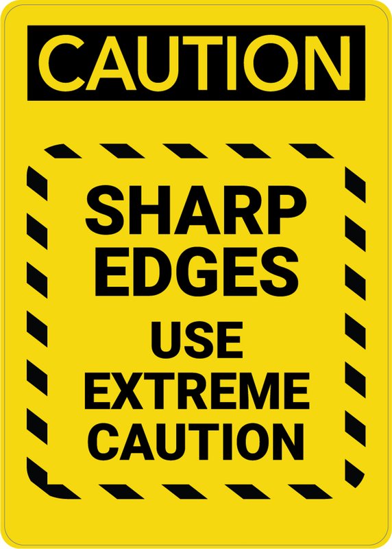 Caution Sharp Edges Use Extreme Caution Sign Home Kitchen Farm Garden ...