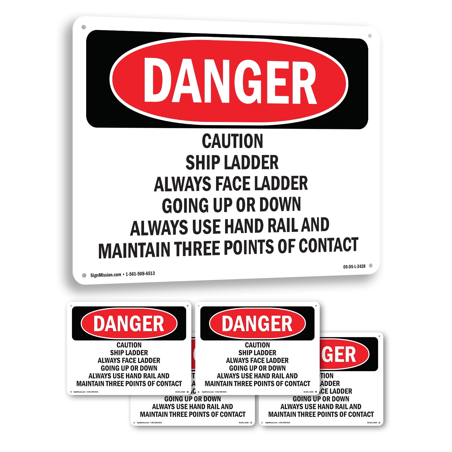 Caution Ship Ladder Always Face Ladder Going OSHA Danger Aluminum Sign ...