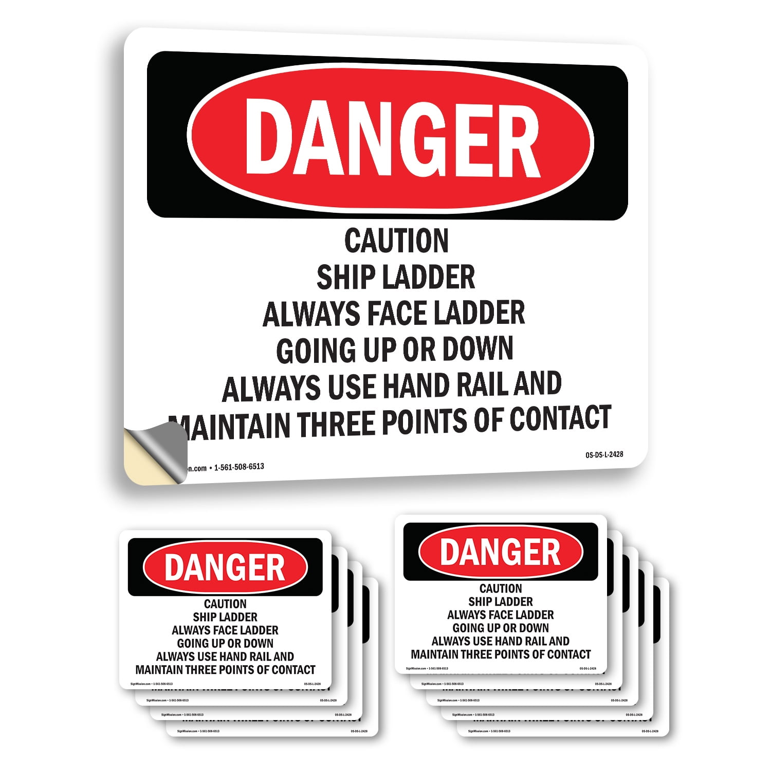 Caution Ship Ladder Always Face Ladder Going OSHA Danger Vinyl Decal ...