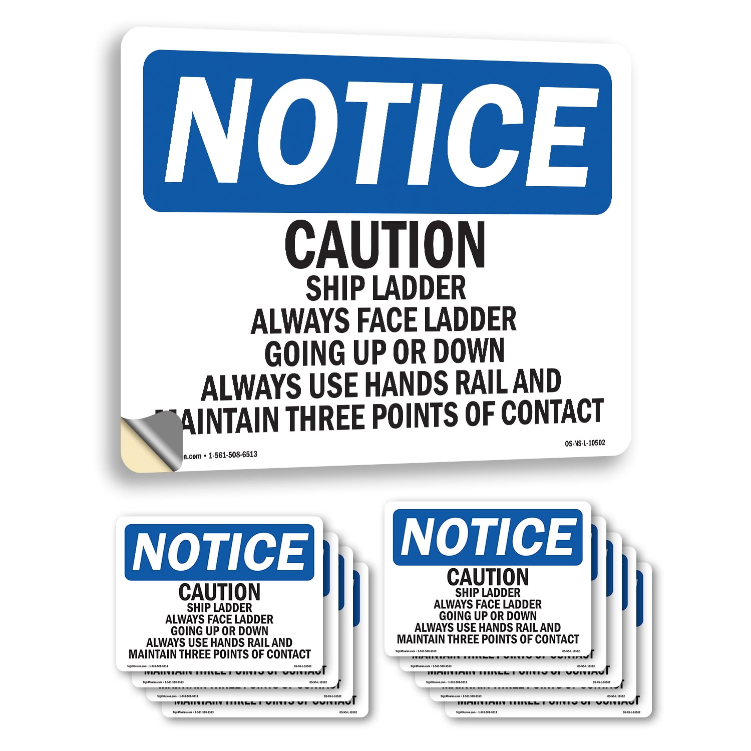 Caution Ship Ladder Always Face Ladder Going OSHA Notice Vinyl Decal ...