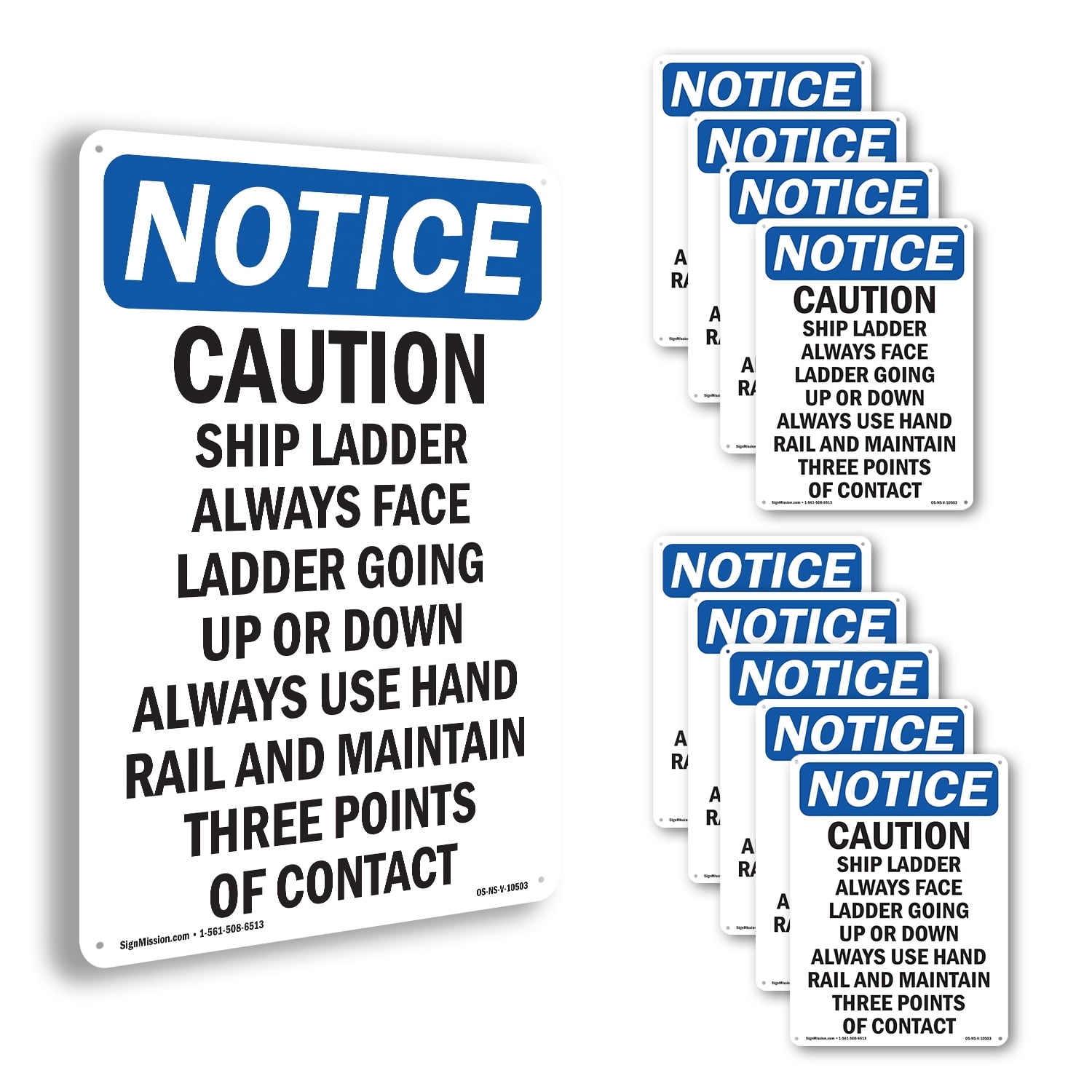 Caution Ship Ladder Always Face OSHA Notice Aluminum Sign 10 Inch x 7 ...