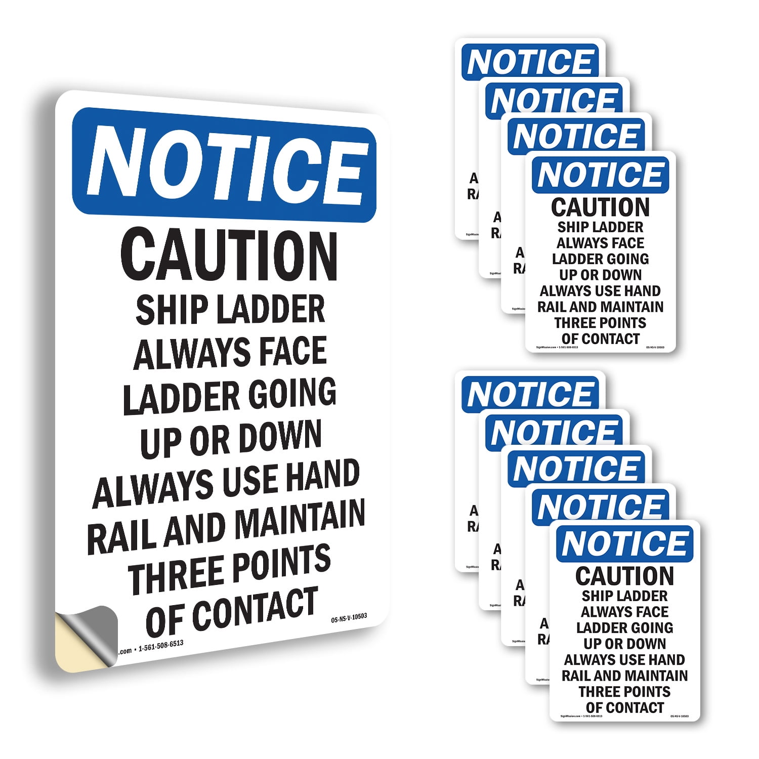 Caution Ship Ladder Always Face OSHA Notice Vinyl Decal Label 10 Inch x ...