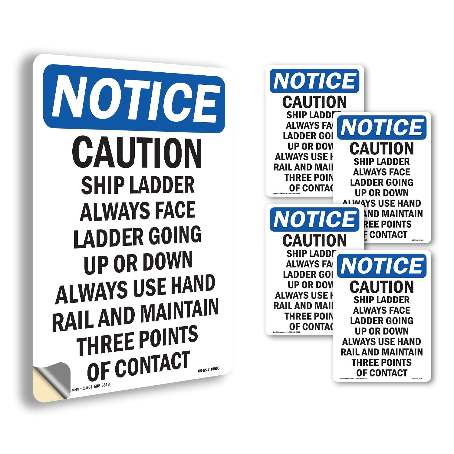 Caution Ship Ladder Always Face OSHA Notice Vinyl Decal Label 24 Inch x ...