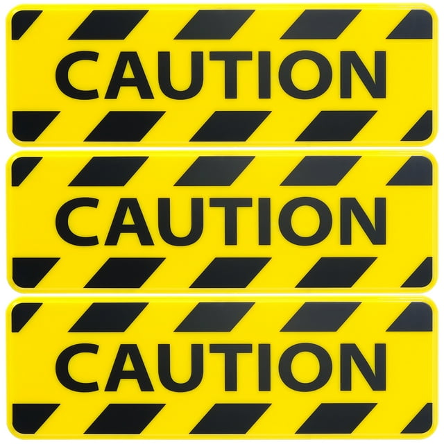 Caution Sign, 9x3", Yellow and Black Plastic Business Sign 3-Pack ...