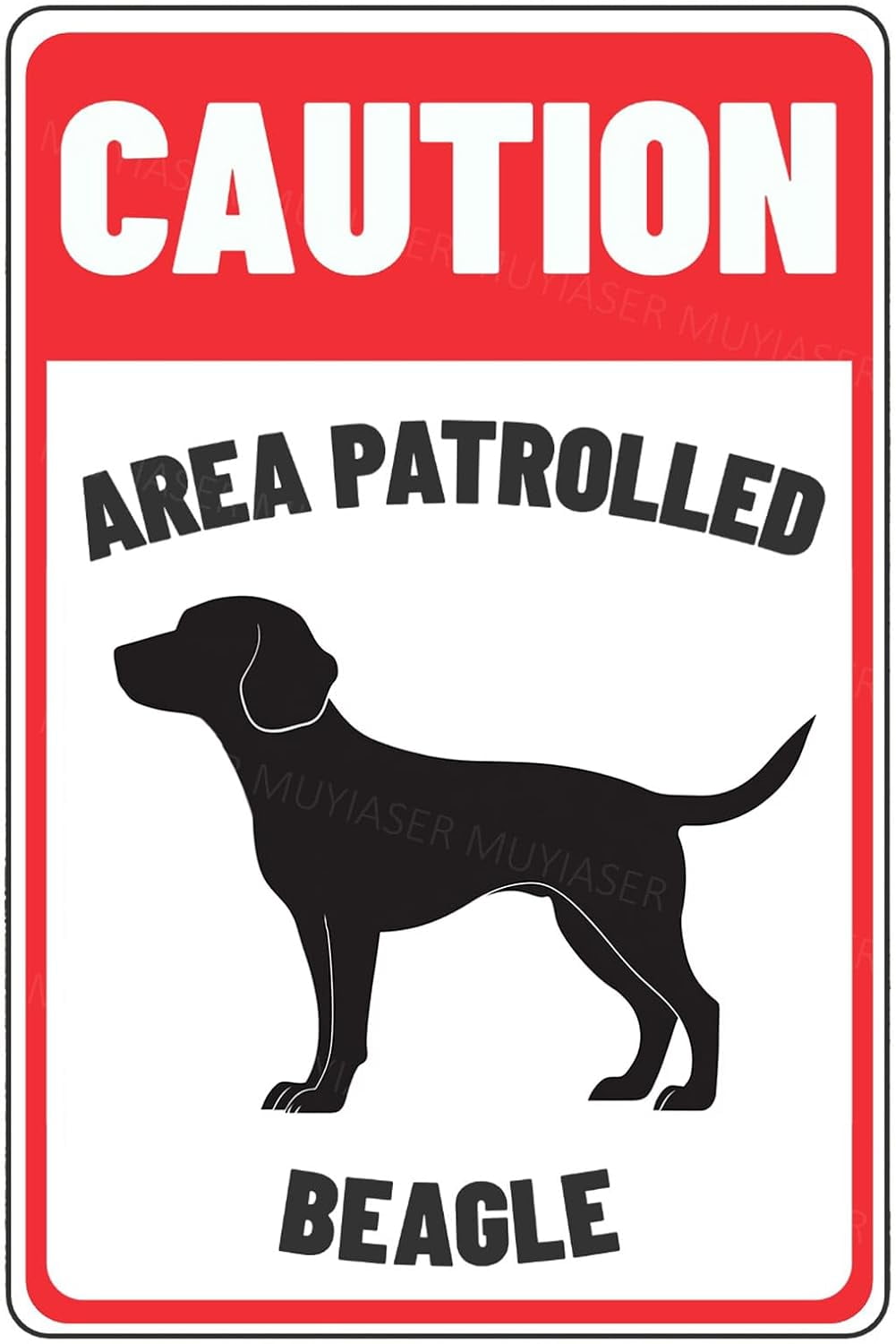 Caution Sign Area Patrolled Beagle Beware Of Dog Sign Aluminum Metal ...