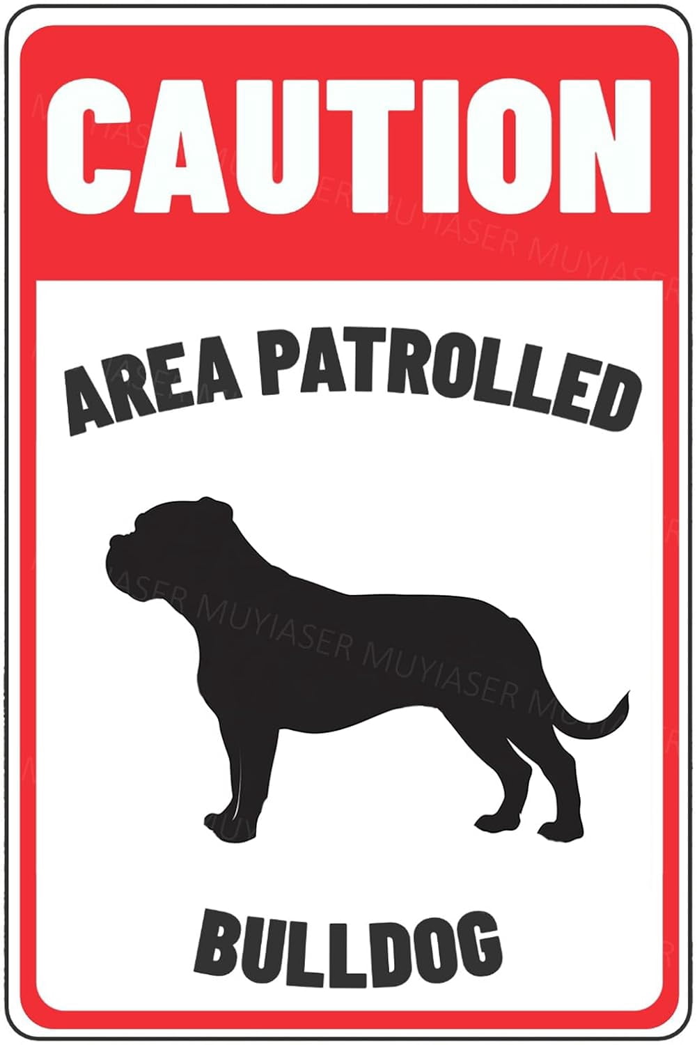 Caution Sign Area Patrolled Bulldog Beware Of Dog Sign Aluminum Metal ...