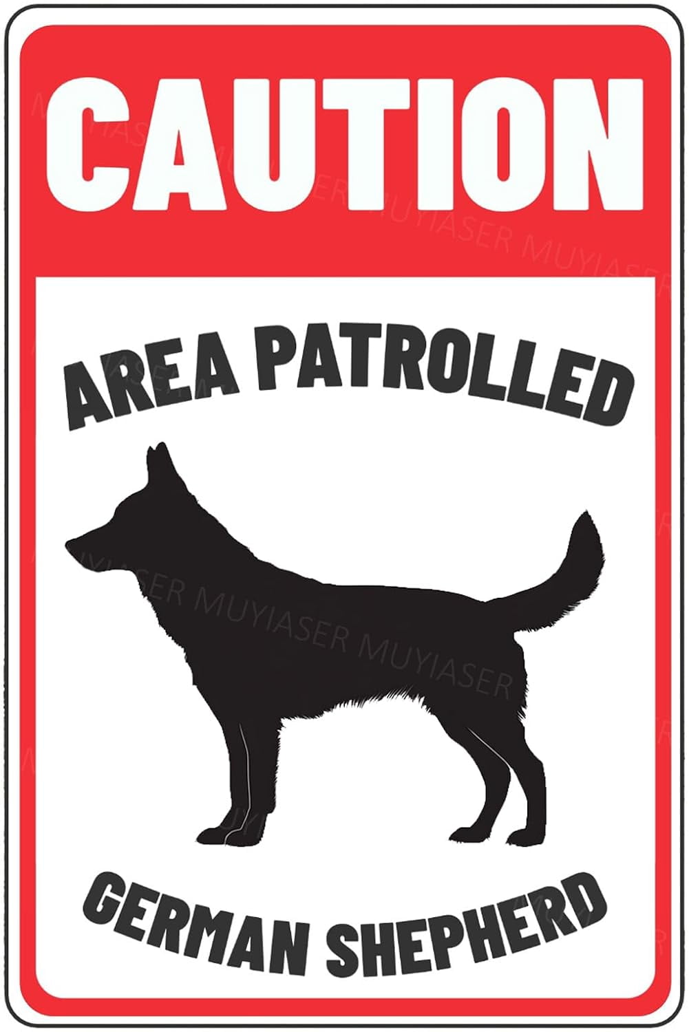 Caution Sign Area Patrolled German Shepherd Beware Of Dog Sign Metal ...