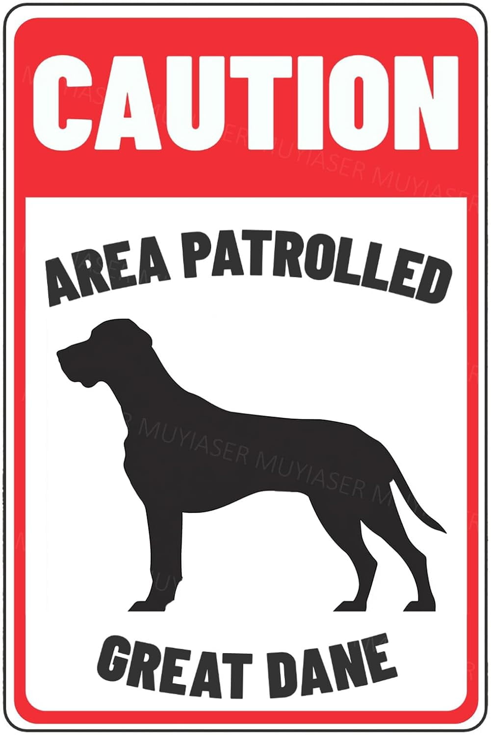 Caution Sign Area Patrolled Great Dane Beware Of Dog Sign Aluminum ...