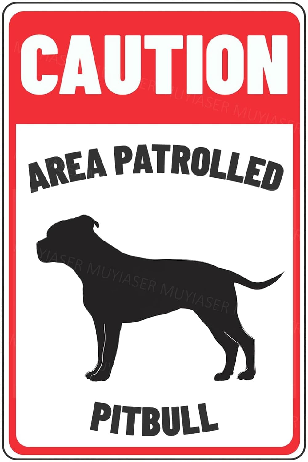 Caution Sign Area Patrolled Pitbull Beware Of Dog Sign Metal Tin Signs ...
