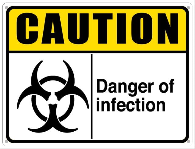 Caution Sign Danger Of Infection Aluminum Tin Sign For Home Coffee Bar ...