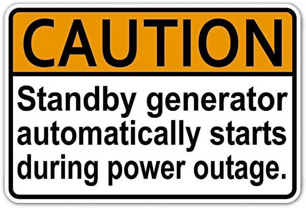 Caution Sign Industrial Standby Generator Starts Vinyl Decal Bumper ...