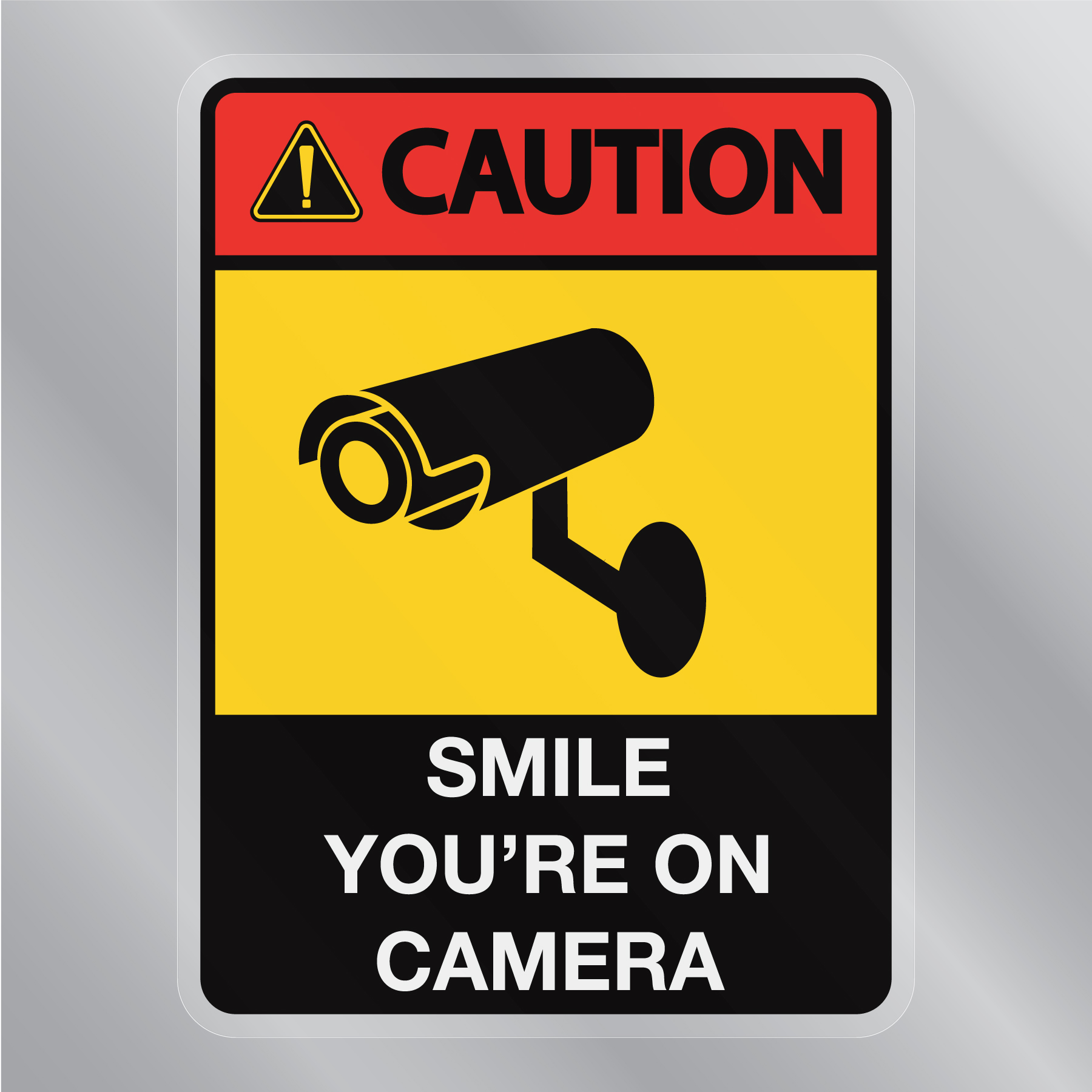 Caution Sign: Smile You're On Camera Large Security Front Static Cling ...