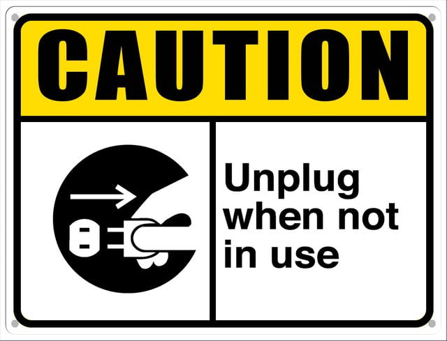 Caution Sign Unplug When Not In Use Aluminum Tin Sign For Home Coffee ...