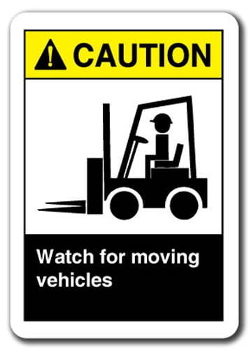 Caution Sign - Watch For Moving Vehicles 7"x10" Plastic Safety Sign ...