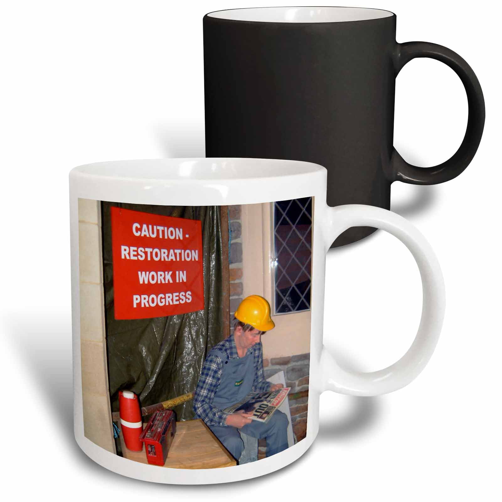 3drose, Caution Sign with a Fake Person with Hard Hat Saying ...