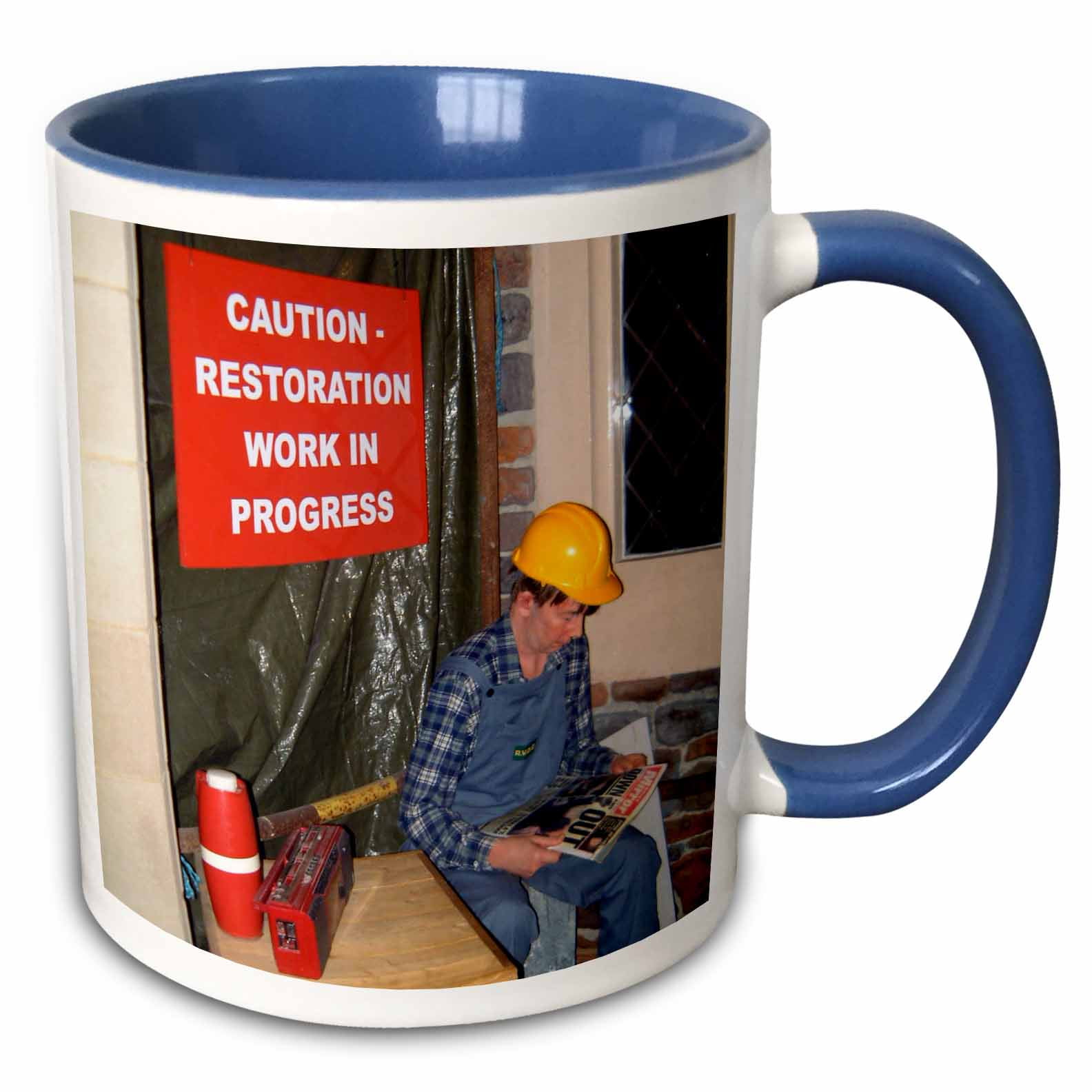 3drose, Caution Sign with a Fake Person with Hard Hat Saying ...