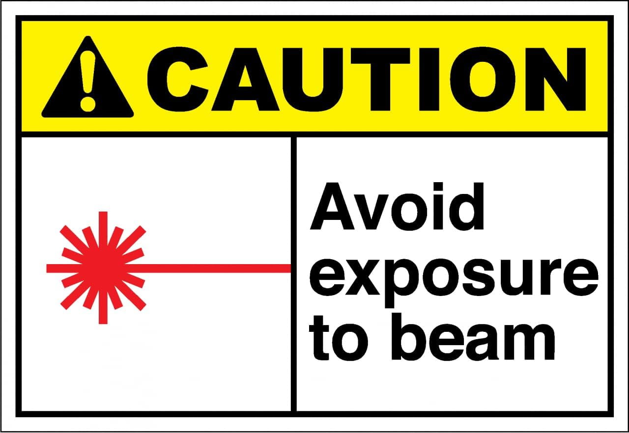 Caution Sign - avoid exposure to beam Chemical/Hazardous Laser Warning ...