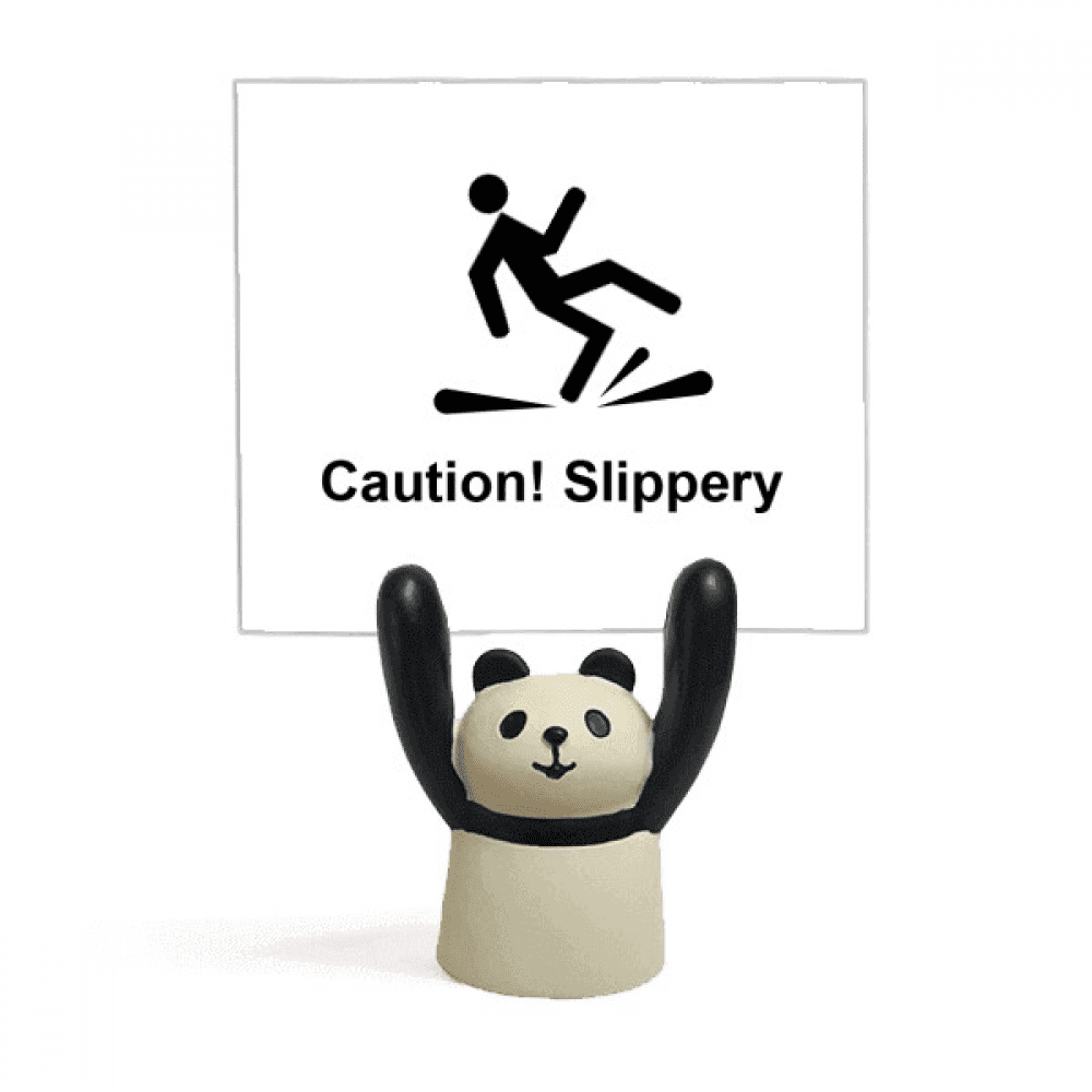 Caution Slippery Black Symbol Memo Holder Cartoon Animal Panda Stand ...