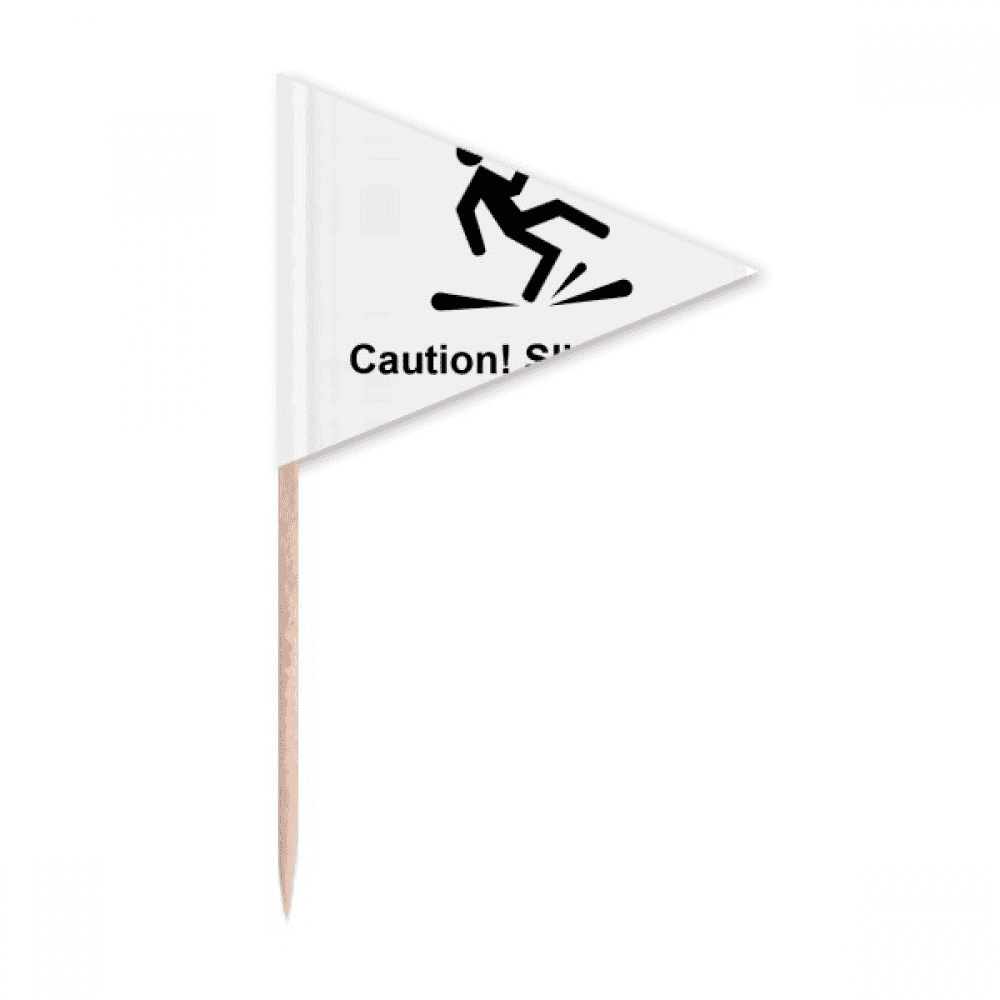 Caution Slippery Black Symbol Toothpick Triangle Cupcake Toppers Flag ...