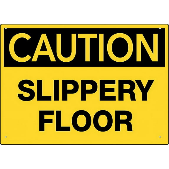 Caution Slippery Floor Metal Sign 12 x 8 Inches - Rust-Free Aluminum ...