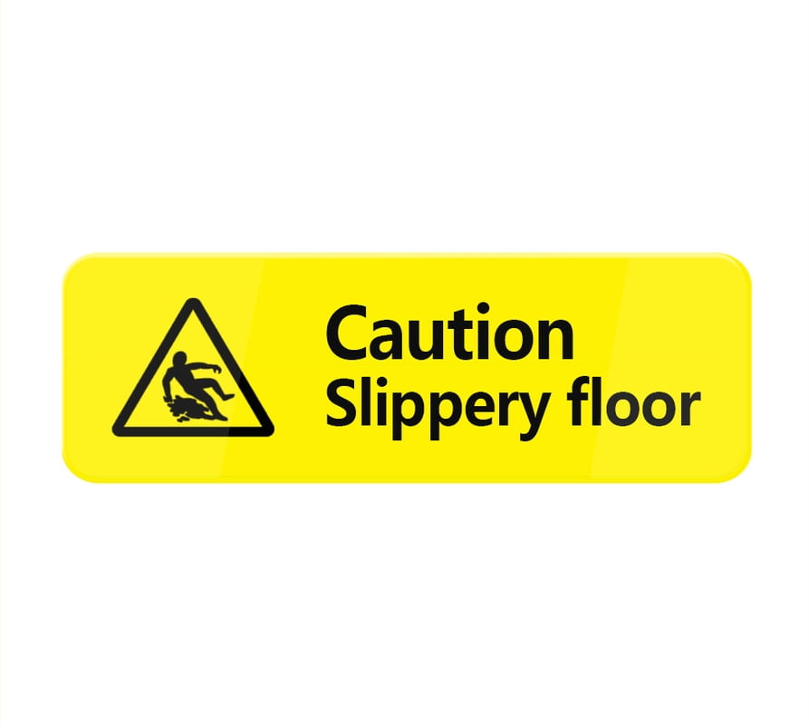 Caution Slippery Floor Sign, 10 X 3 Inch Acrylic Plastic Sign With ...