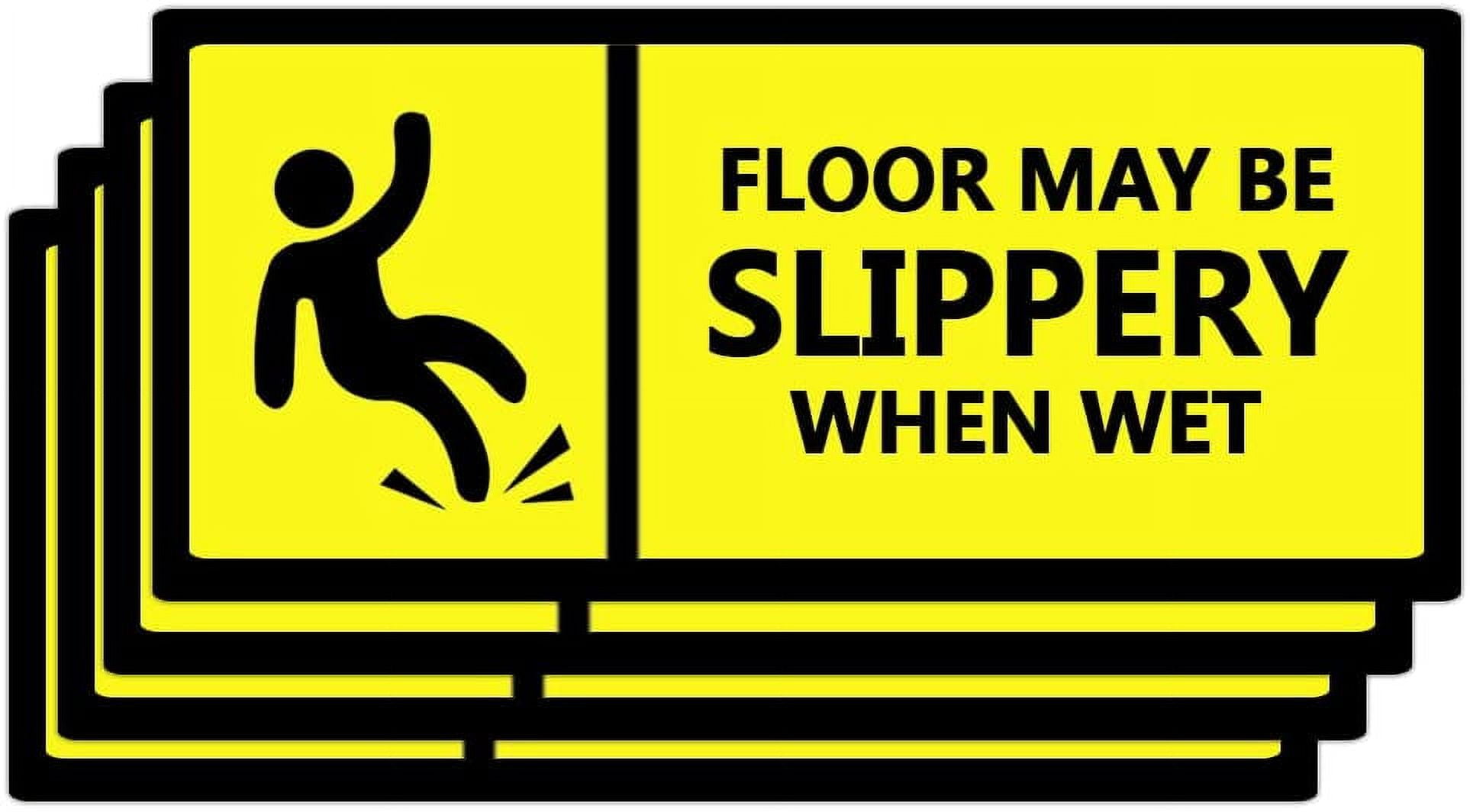 Caution Slippery When Wet Decal,10x4 inch Slippery Floor Warning Signs ...