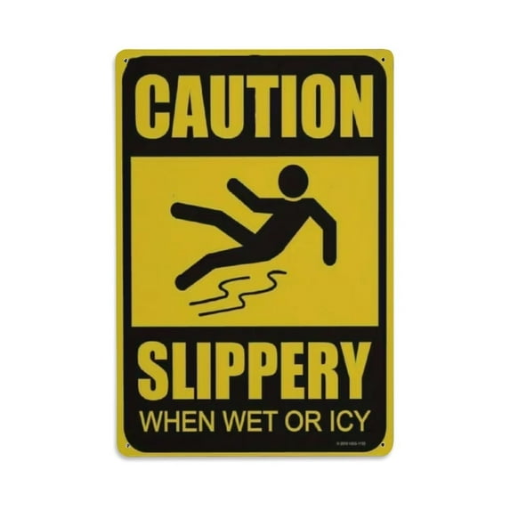 Caution Slippery When Wet Or Ice Tin Sign Vintage Metal Poster Living ...