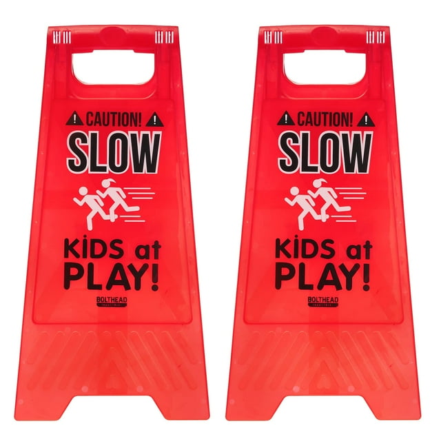 Caution Slow Kids at Play Child Safety Sign, Slow Down - Red Floor Sign ...