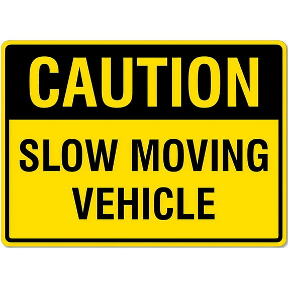 Caution Slow Moving Vehicle Reflective Aluminum Warning Sign 12 x 8 ...