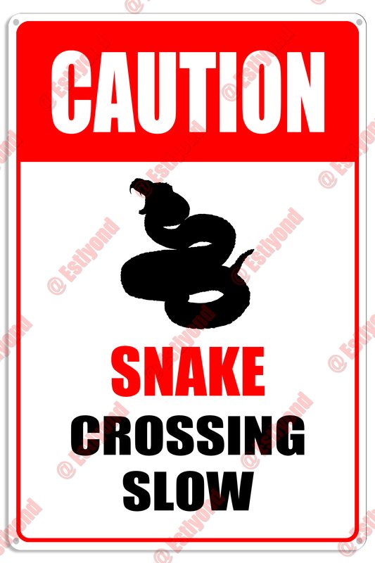Caution Snake Crossing Caution Warning Notice Aluminum Metal Sign 8"X12 ...