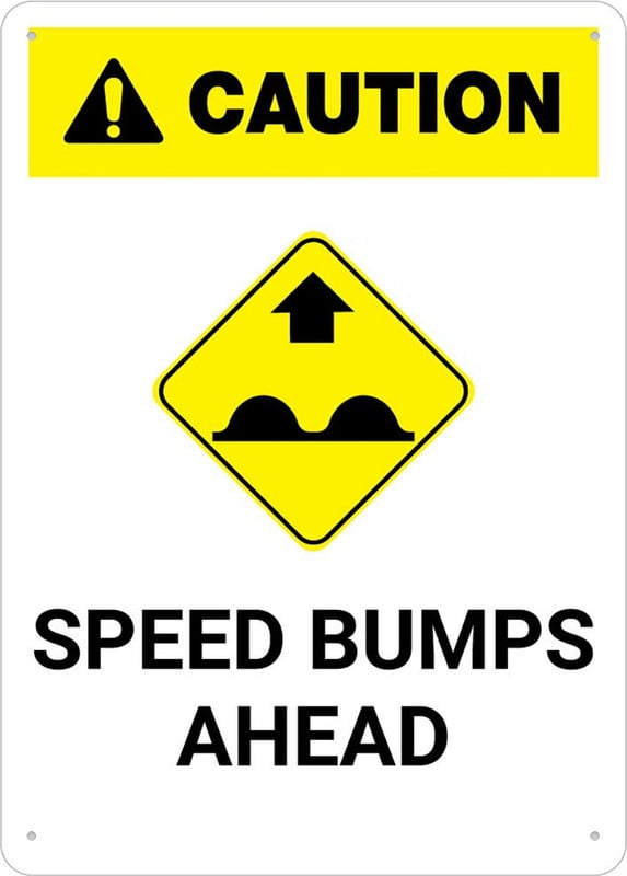 Caution Speed Bumps Ahead Sign Warning Tin Sign Home Kitchen Farm ...