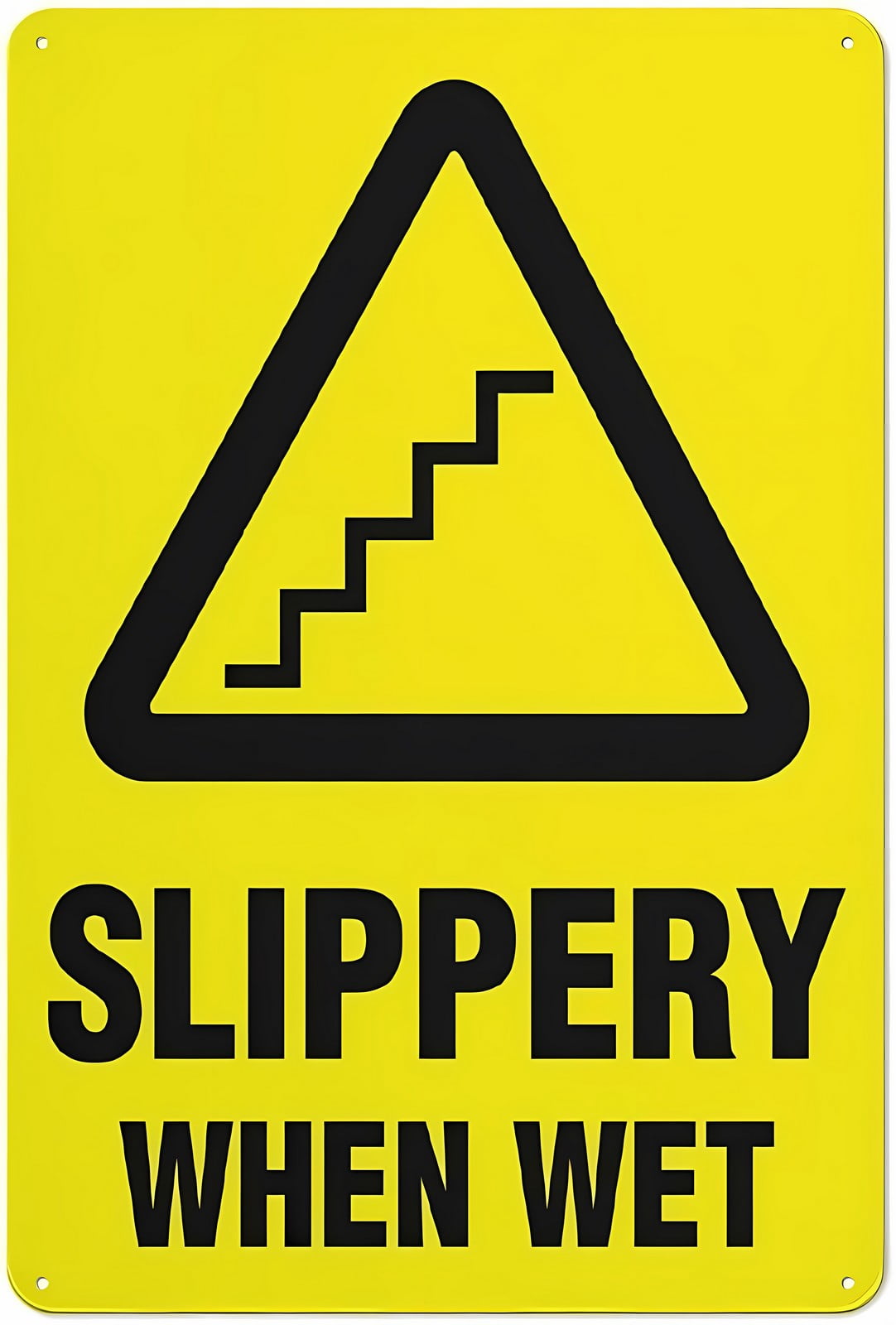 Caution Stairs Slippery When Wet Reflective Aluminum Warning Sign 12 x ...
