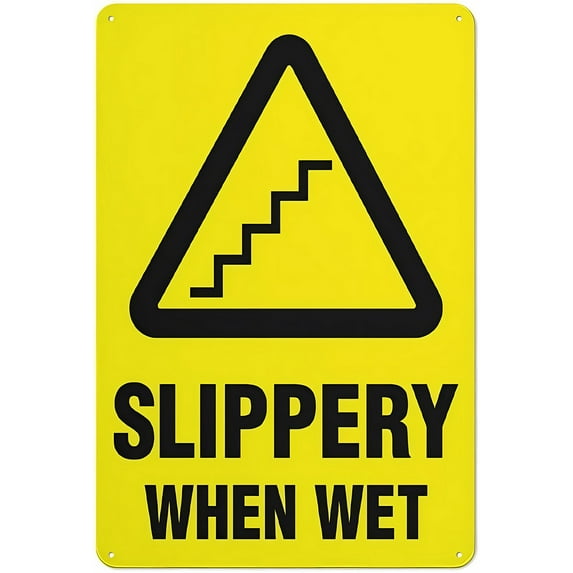 Caution Stairs Slippery When Wet Reflective Aluminum Warning Sign 12 x ...