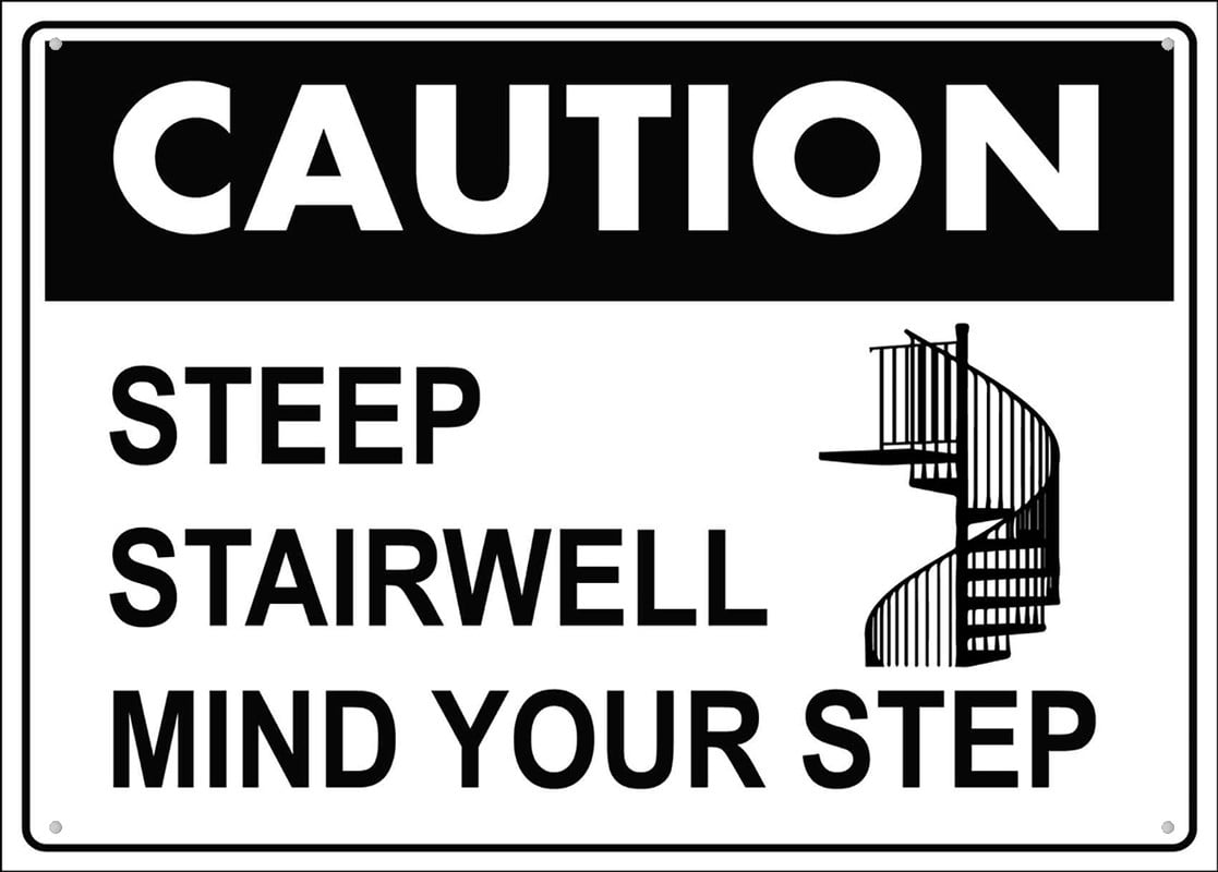 Caution Stairwell Watch Your Step Sign 12X8 Inches Metal Aluminum Signs ...