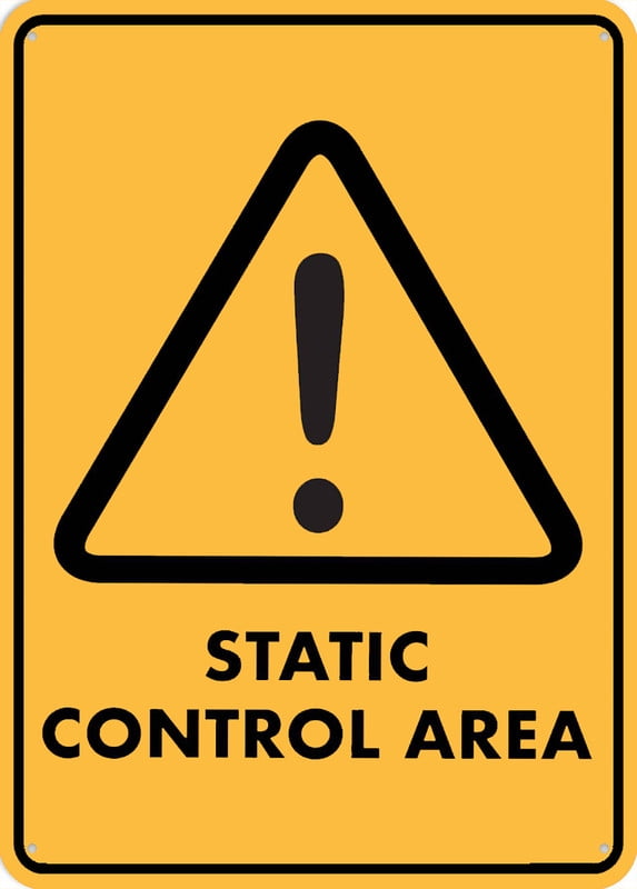 Caution Static Control Area Sign 12X8 Inch Aluminum Uv Ink Printed For ...