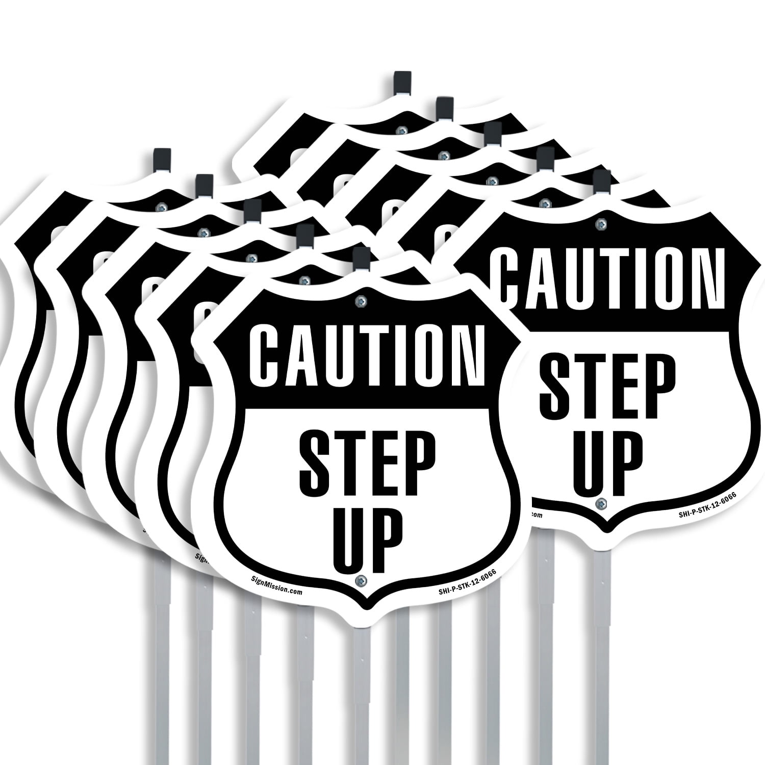 Caution Step Up (10 Pack) 12 inch X 12 inch Shield Shaped Commercial ...