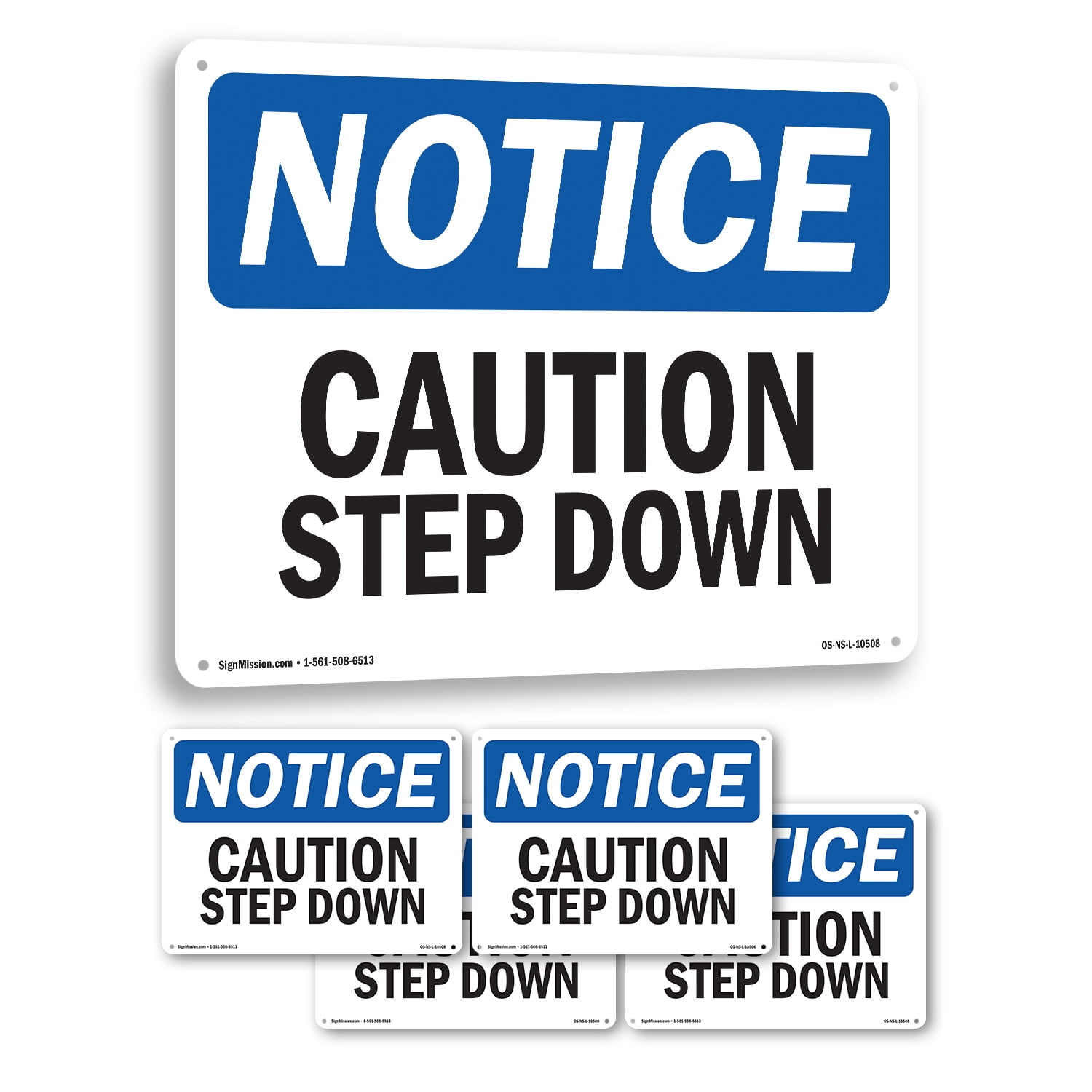 Caution Step Down OSHA Notice Aluminum Sign 24 Inch x 18 Inch - 5 Pack ...