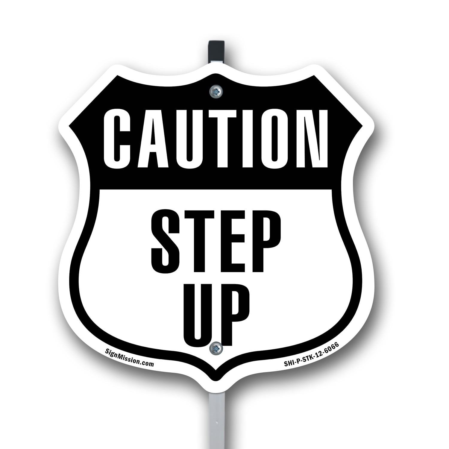 Caution Step Up 12 inch X 12 inch Shield Shaped Rust-Free Aluminum ...
