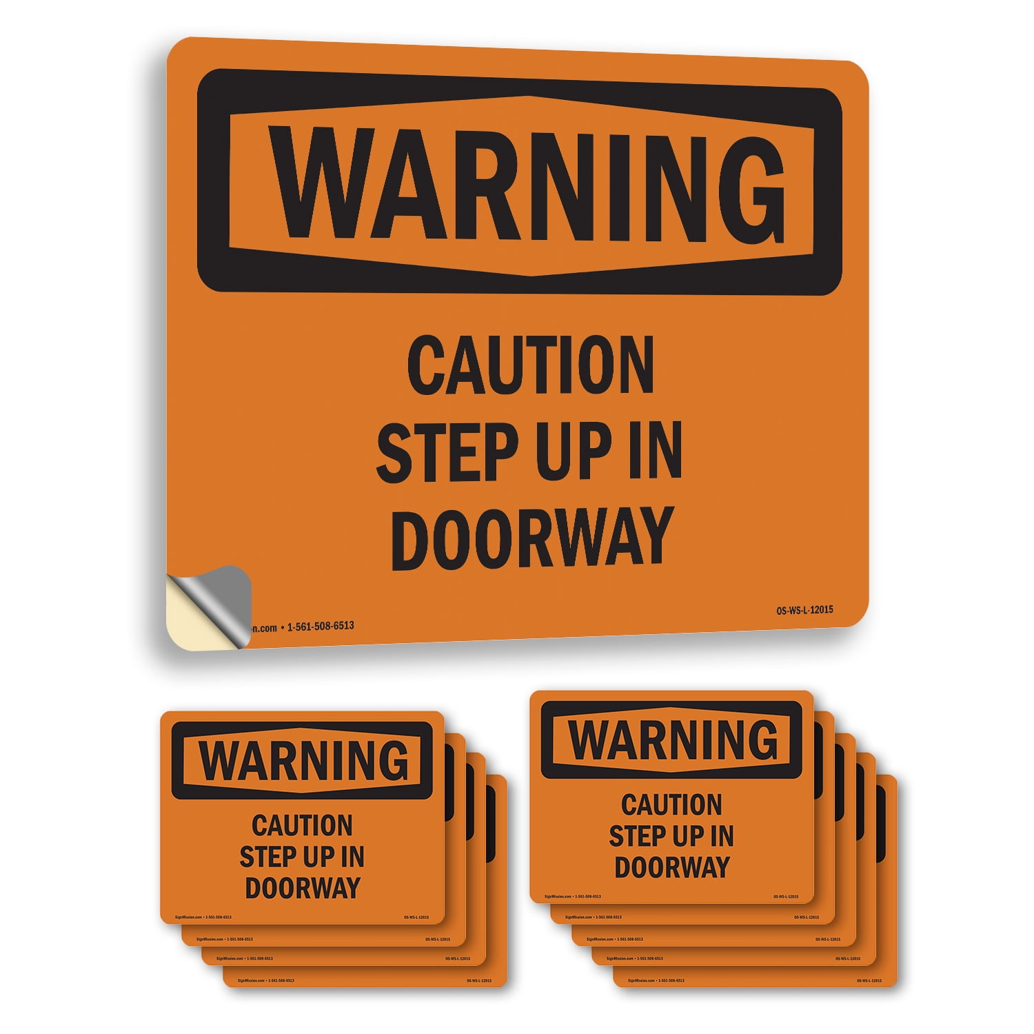 Caution Step Up In Doorway OSHA WARNING Vinyl Decal Label 7 Inch x 5 ...