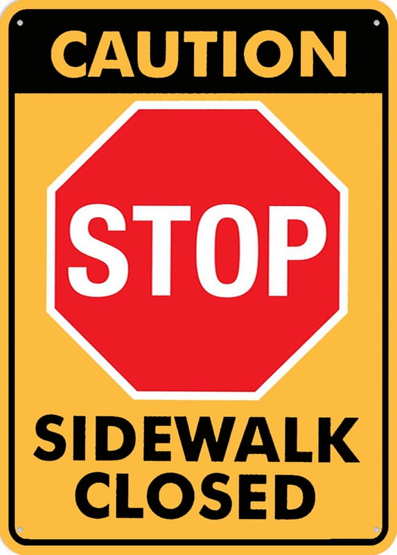 Caution Stop Sidewalk Closed Evarite Yellow A Frame Sign Metal 12X8 ...