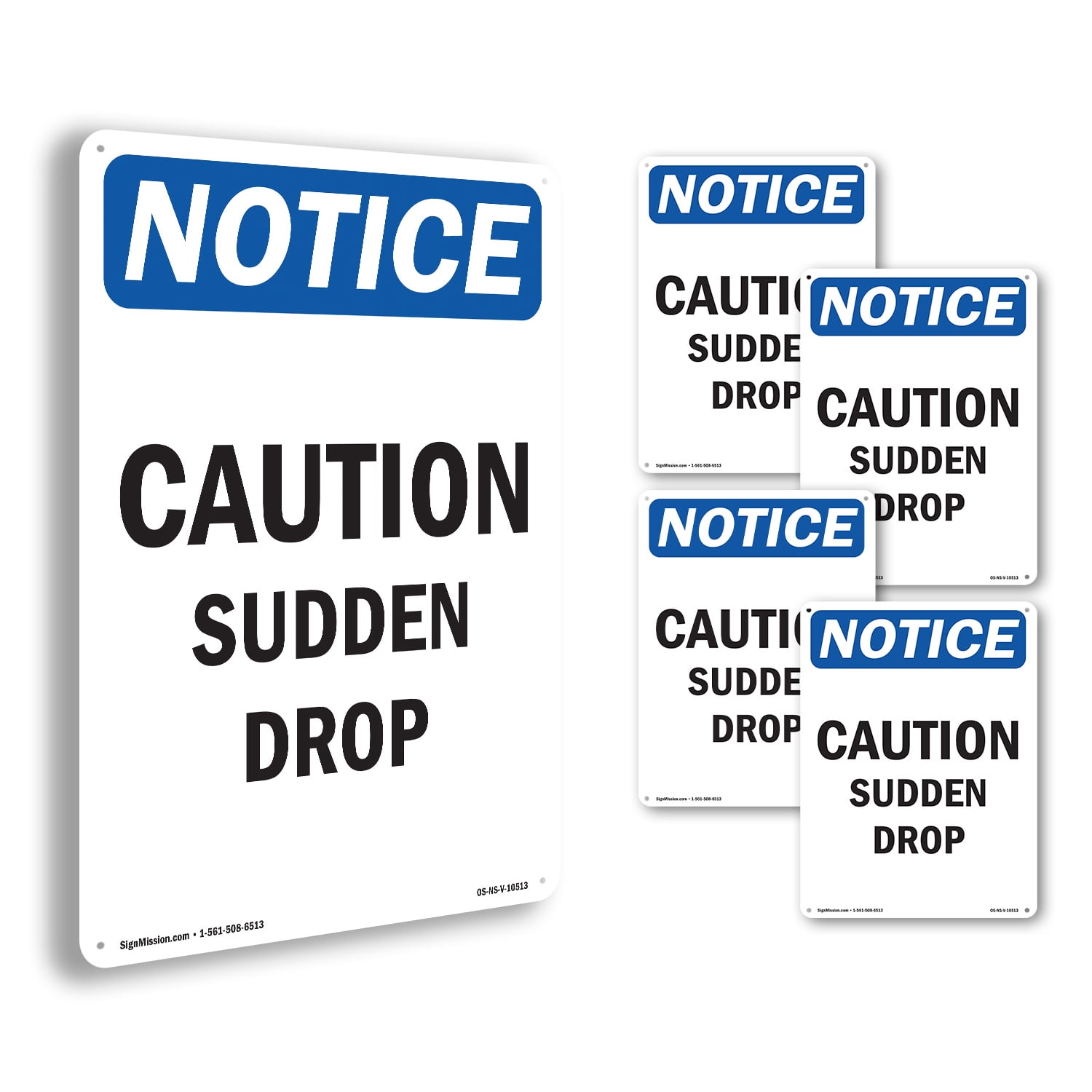 Caution Sudden Drop OSHA Notice Rigid Plastic Sign 24 Inch x 18 Inch ...