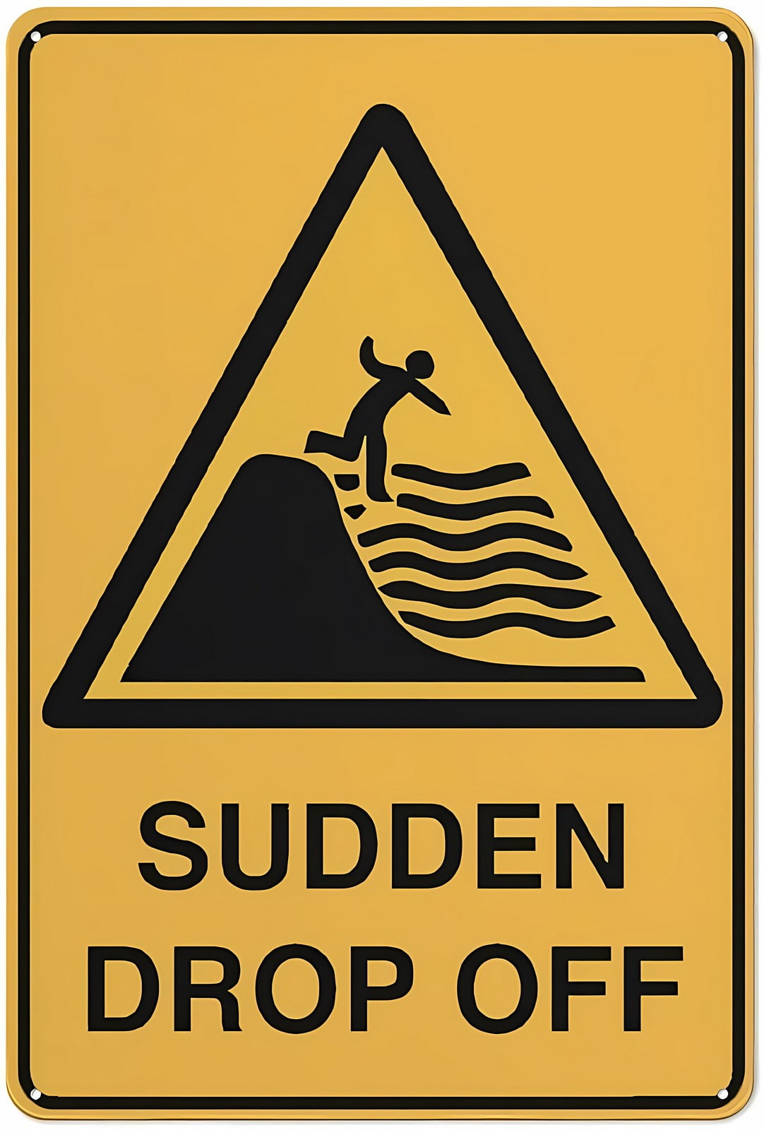 Caution Sudden Drop Off Rust-Free Aluminum Sign 12 x 8 Inches - UV ...
