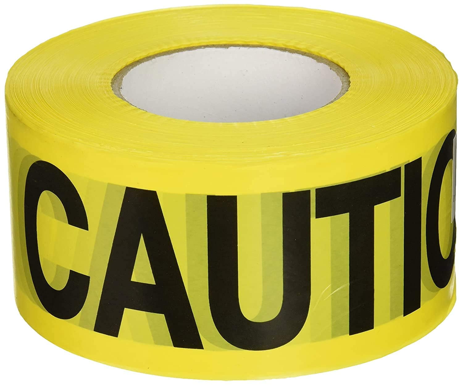 Caution Tape 3 inch x 1000 feet Bright Yellow w/Bold Black Legend for Best Readability Maximum ...
