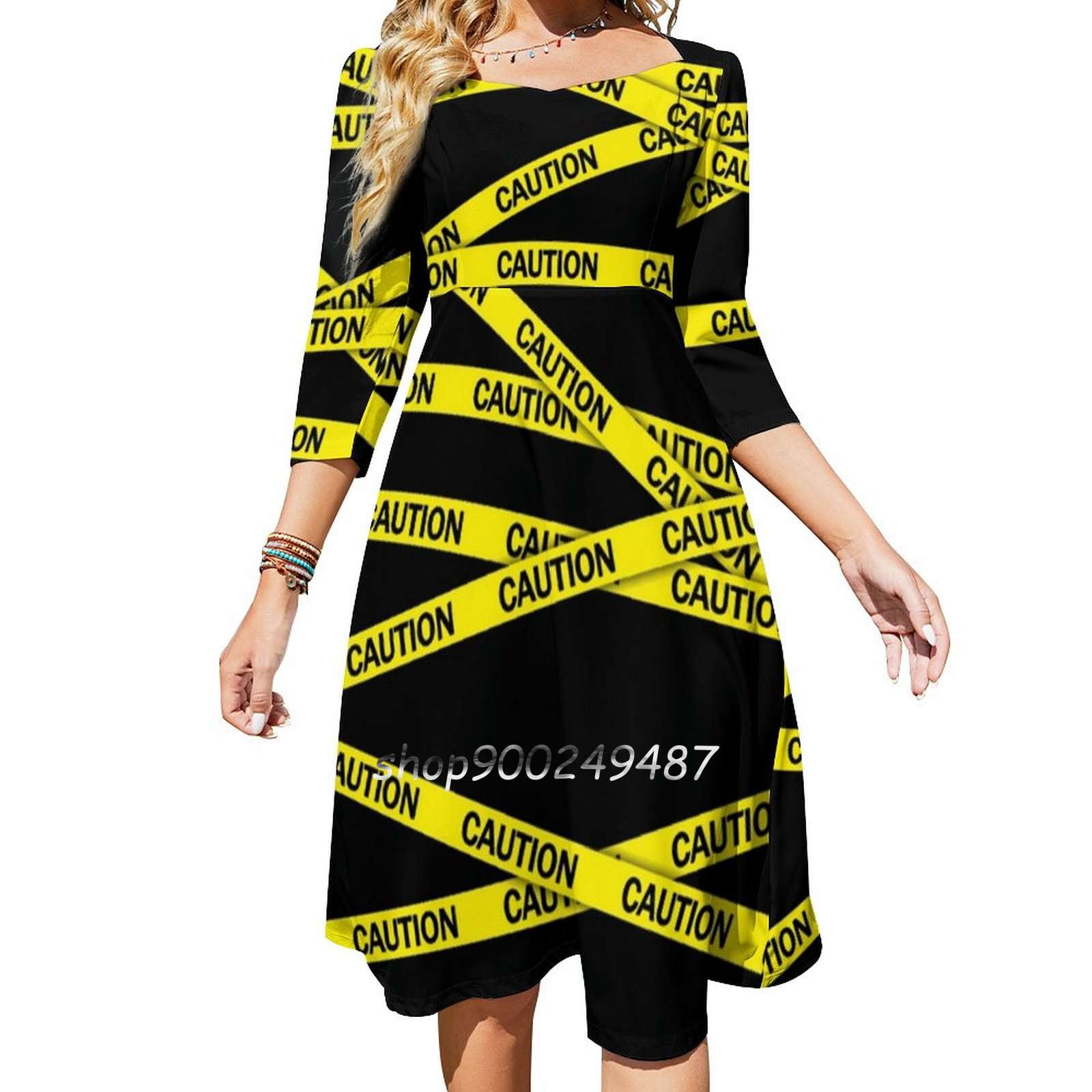Caution Tape Evening Party Dresses Midi Sexy Dress Female Sweet One ...