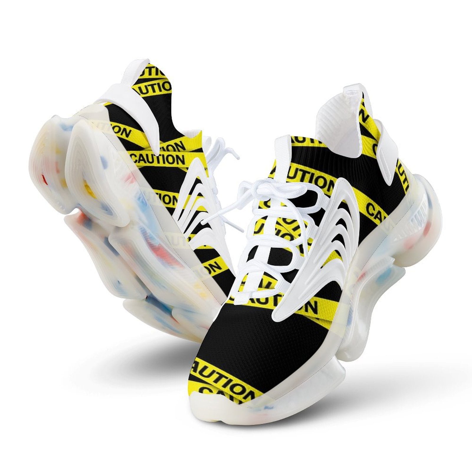 Caution Tape Walking Shoes for Men Woman Lightweight Tennis Fashion ...