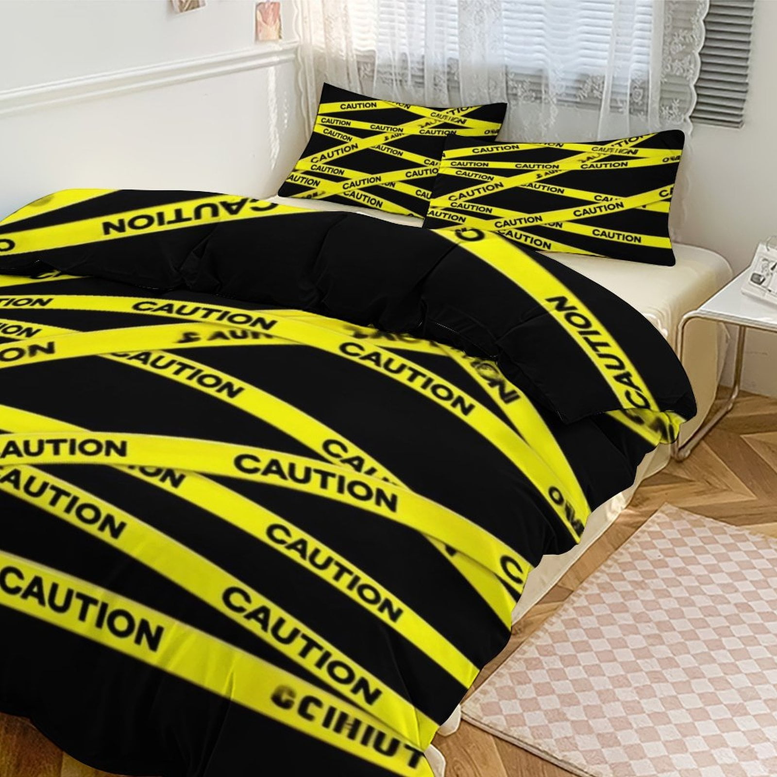 Caution Tape Warning Sign 79"x90" 3 Pcs Soft Bedding Set Includes 1 ...