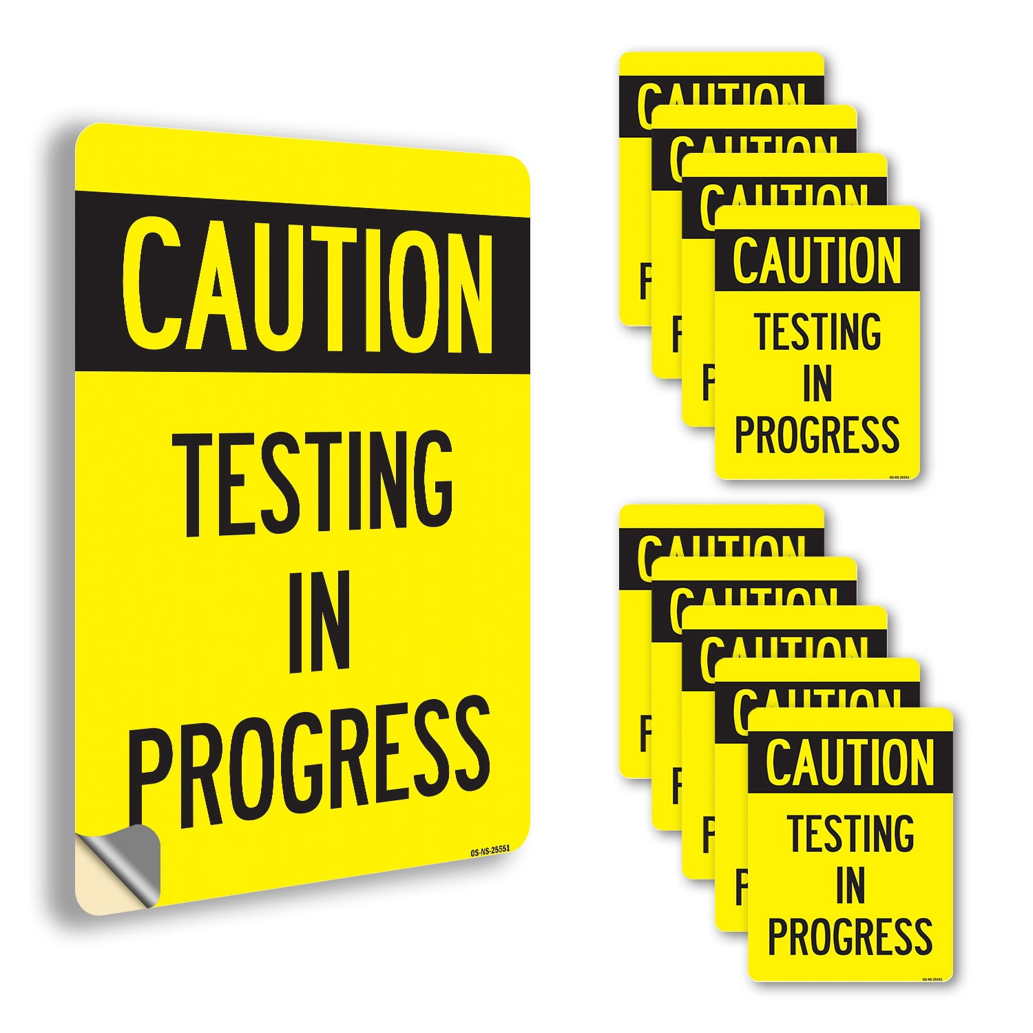 Caution Testing In Progress Public Safety Vinyl Decal Label 10 Inch x 7 ...