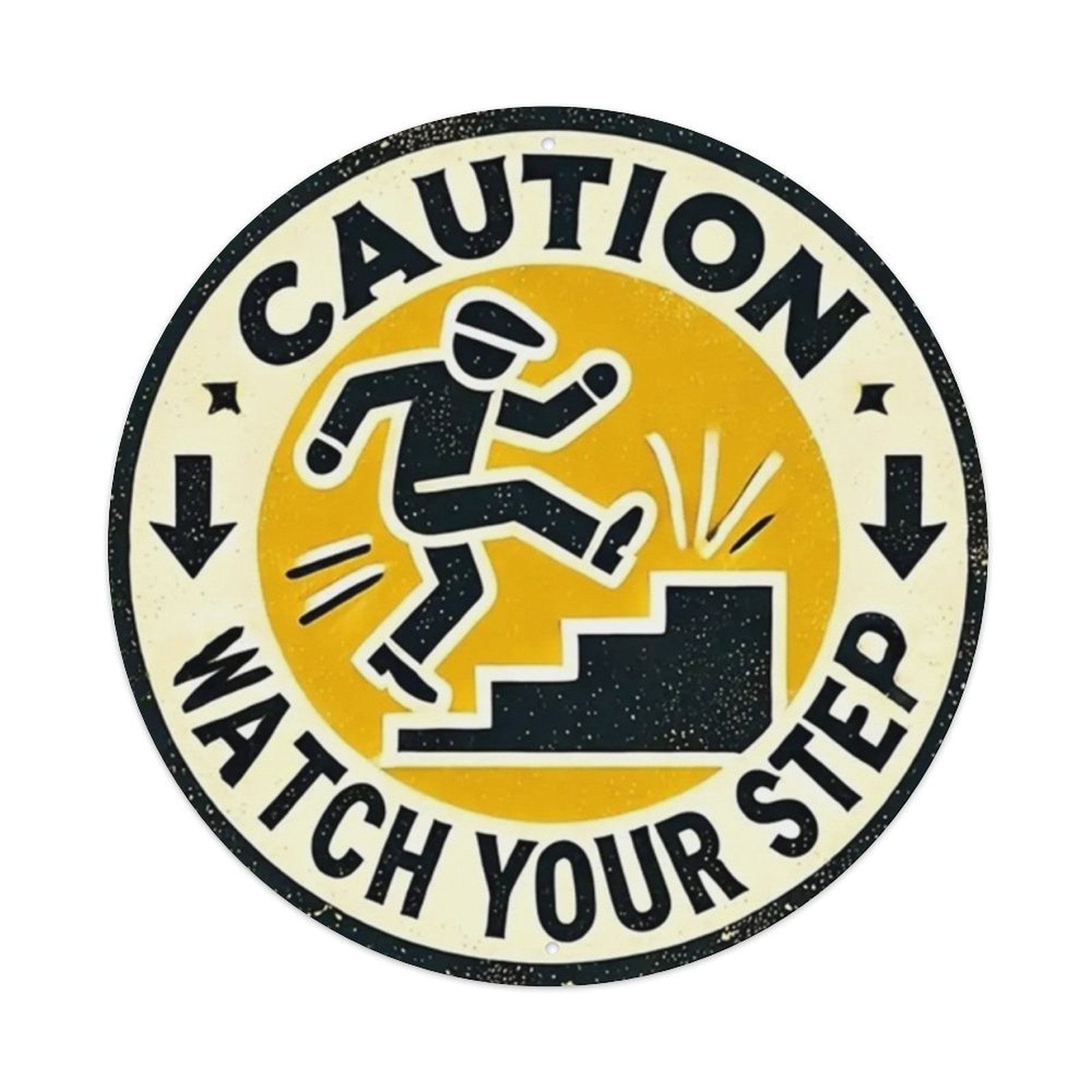 Caution Theme, Mind Your Step Round Tin Sign Vintage Metal Poster ...