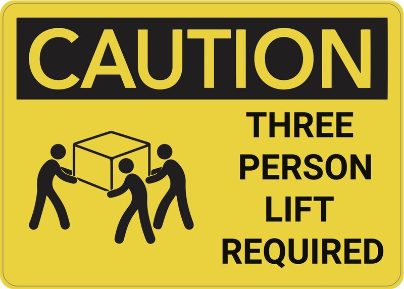 Caution Three Person Lift Required With Graphic Retro Aluminum Sign ...