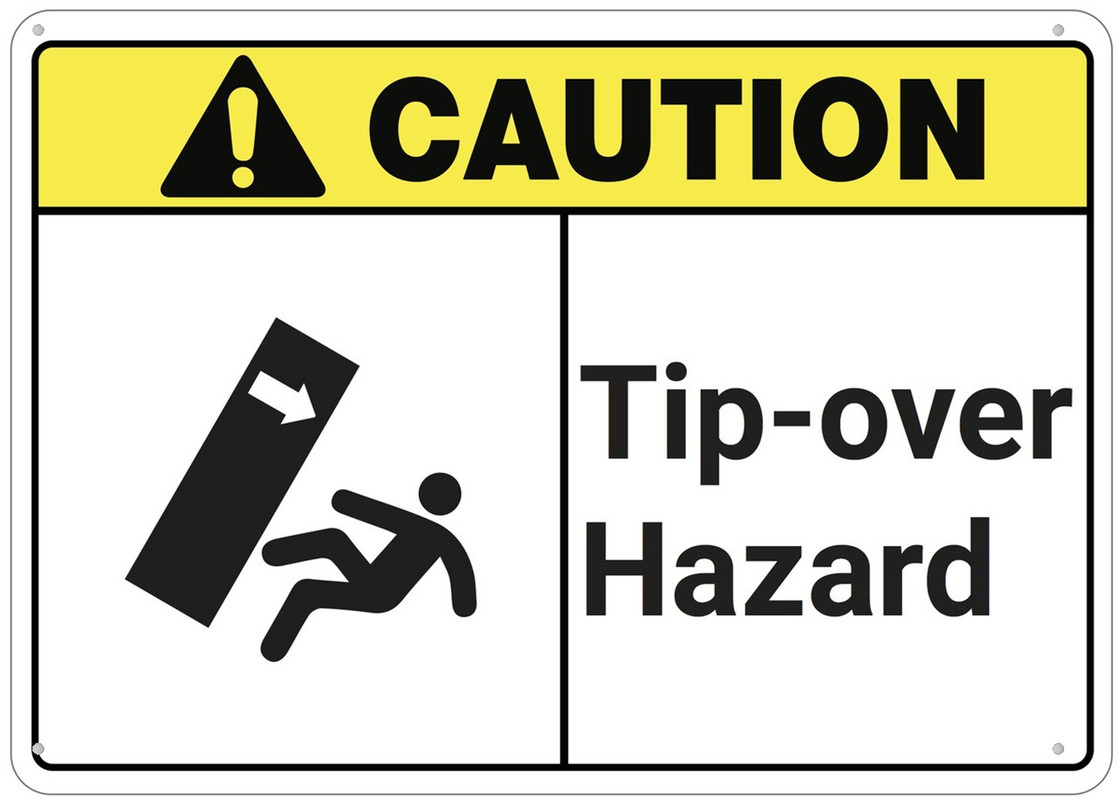 Caution Tip Over Hazard Sign Metal 12X8 Inch Rust Free Aluminum, Uv ...